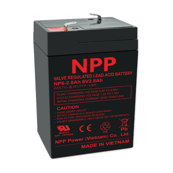 NPPower NP General Purpose Series 6V 2.8Ah @ 8 Hr Rate 1.300 SPG ABS-F ...